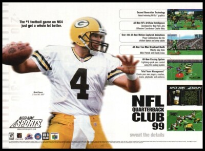Brett Favre NFL Quarterback Club 99 1999 -print ad / mini-poster-Man ...