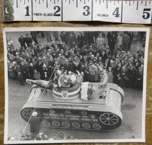 Vintage Photo German Parade Tank Float with Men in Clown Suits Crowd | eBay