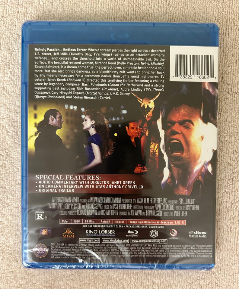 Spellbinder (1988) Blu-ray Kelly Preston Tim Daly 80s Witchcraft Horror ...