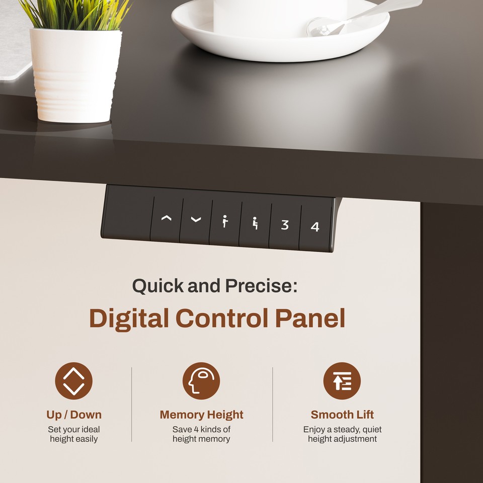 Adjustable Standing Desk with Built-In Cable Management and Hook, Black ...