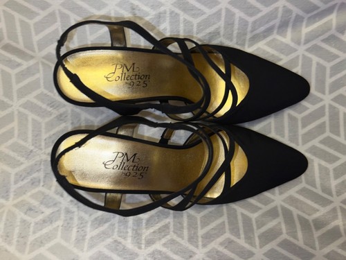 PM COLLECTION BY 925 BLACK STRAPPY SLINGBACK HEELS, WOMEN'S 9M | eBay