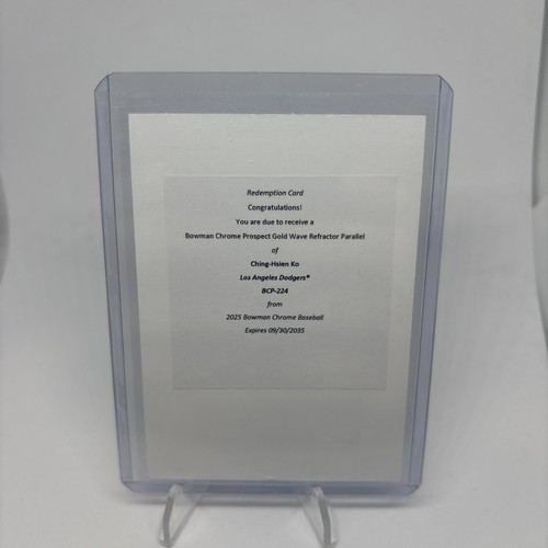 2025 Bowman Chrome Ching-Hsien Ko Gold Wave Refractor Dodgers ...