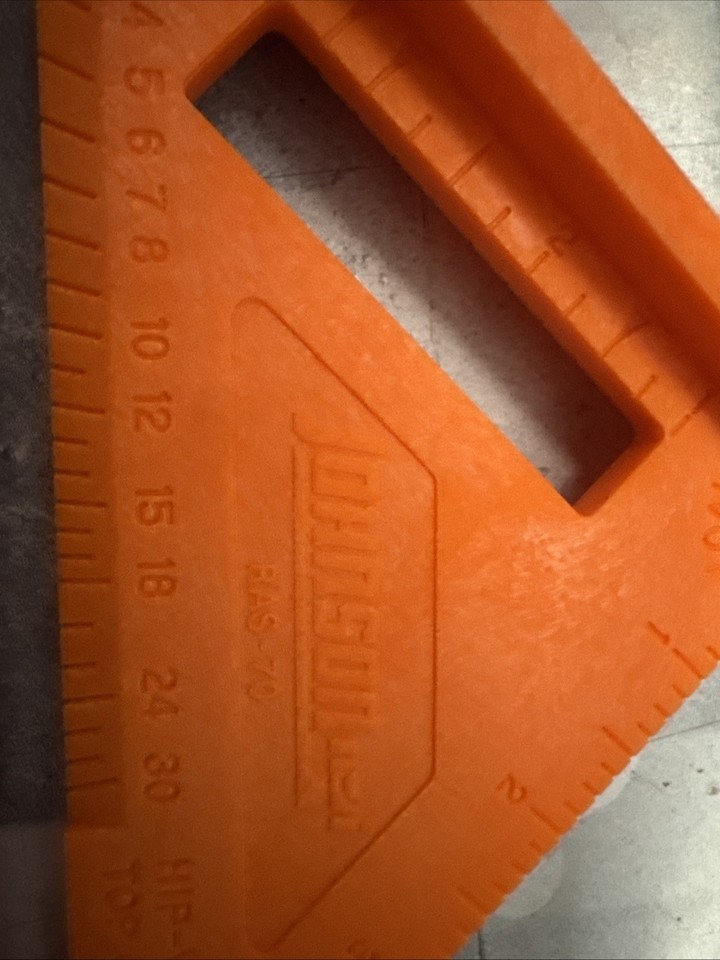 JOHNSON RAS-70B - 7" ORANGE PLASTIC RAFTER SQUARE - CARPENTERS ANGLE ...