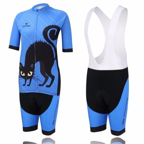 Blue Women's Cycling Bib Set Bike Clothing Jersey and (Bib) Shorts ...