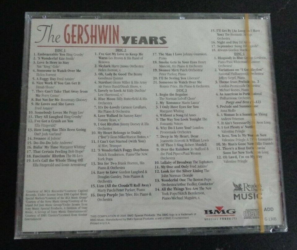 THE GERSHWIN YEARS Reader's Digest Music CD Set NEW Sealed 2001 Free ...