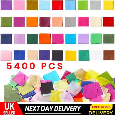 5400 Pcs 1 Inch Tissue Paper Squares, 36 Assorted Colored Tissue Paper ...