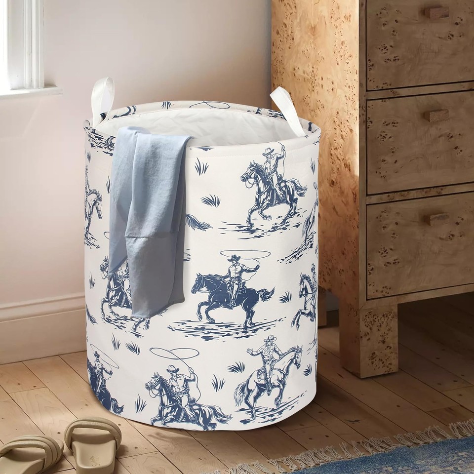 2Pcs Western Cowboy Cute Kids Laundry Basket Baby Nursery Hamper ...