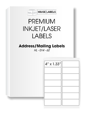1000 Sheets 14000 Labels 4 x 1 1/3 Fast Peel White Address Mailing ...
