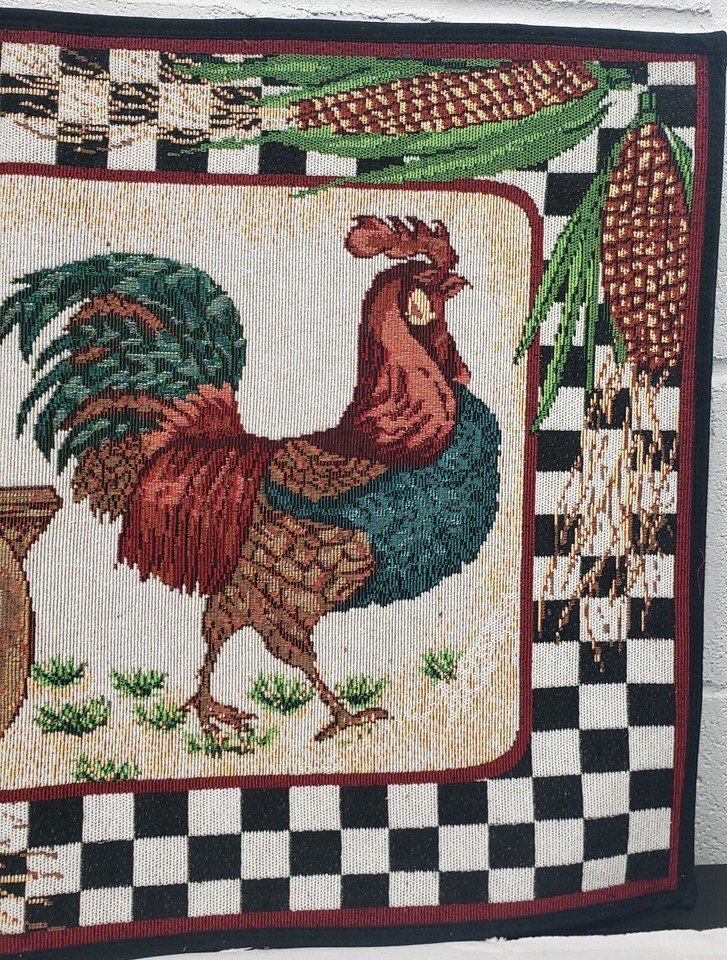 5pc Tapestry Set:4 Placemats(13"x19") & Rug(20"x30")ROOSTER & FRUITS ...