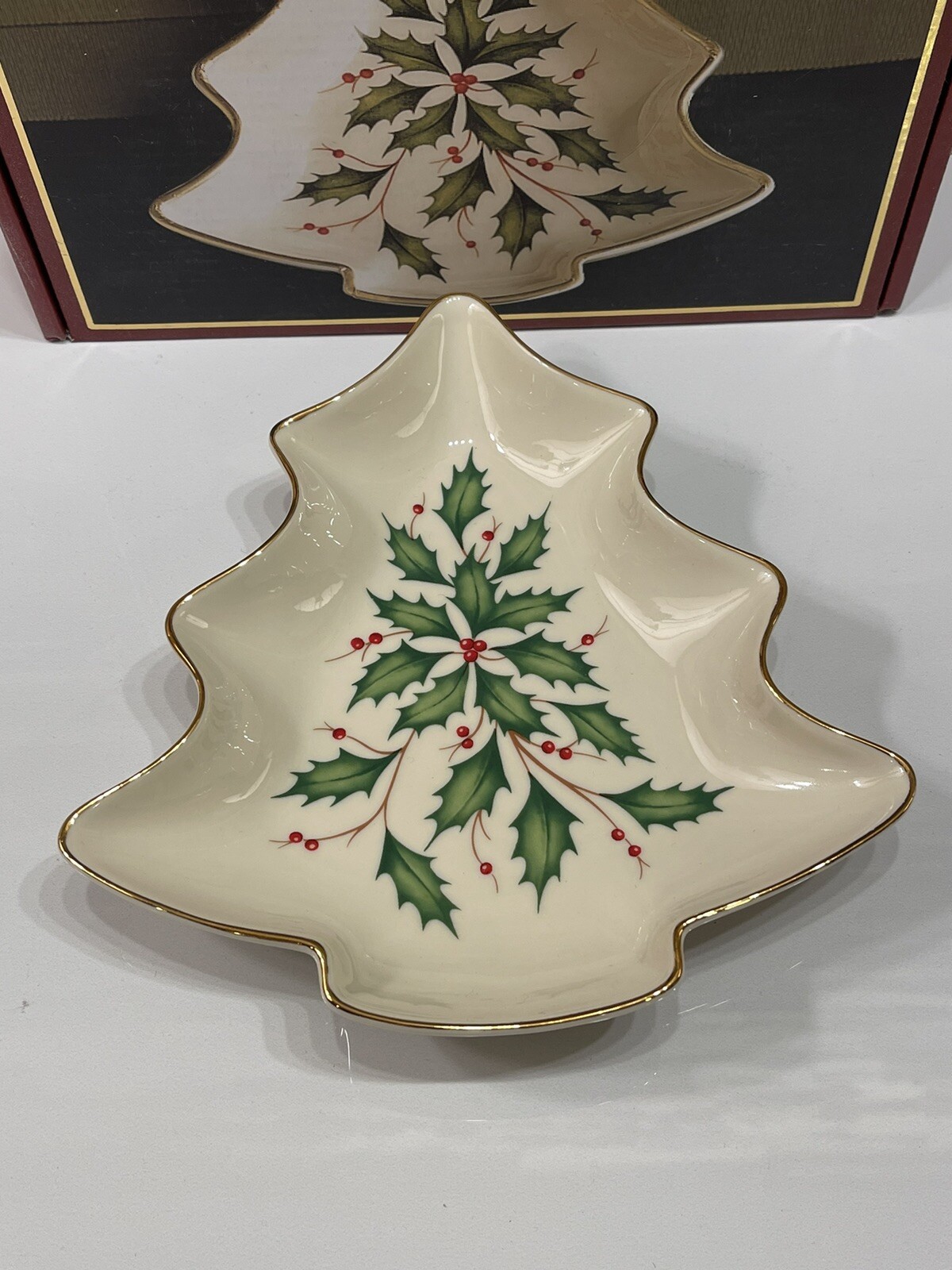 LENOX Holiday Tree Candy Dish American By Design Christmas Bowl 7 3/4 ...