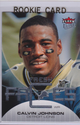 CALVIN JOHNSON ROOKIE CARD 2007 Fleer Ultra FRESH FACES RC Detroit ...