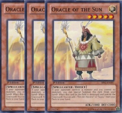 Yugioh - Oracle of the Sun x 3 - 1st Edition NM - Free Holographic Card ...