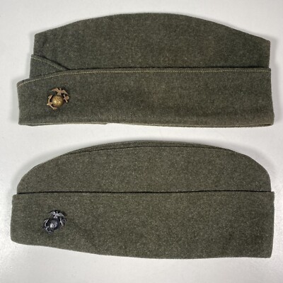 2 Military Navy Army Marine Garrison Wool Hat Cap W/ Globe Anchor Eagle ...