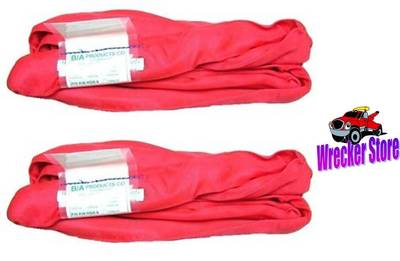 Qty. 2, 8' RED ROUND ENDLESS LOOP CRANE RECOVERY LIFTING SLING STRAP ...