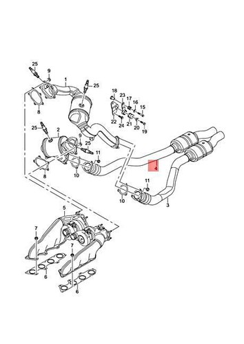 AUDI A6 AVANT S6 QUATTRO EXHAUST PIPE RIGHT CYLINDER 5-8 4G0254350K 13 ...
