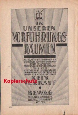 Berliner Städtische Elektrizitätswerke BEWAG AG Vorführräume orig ...