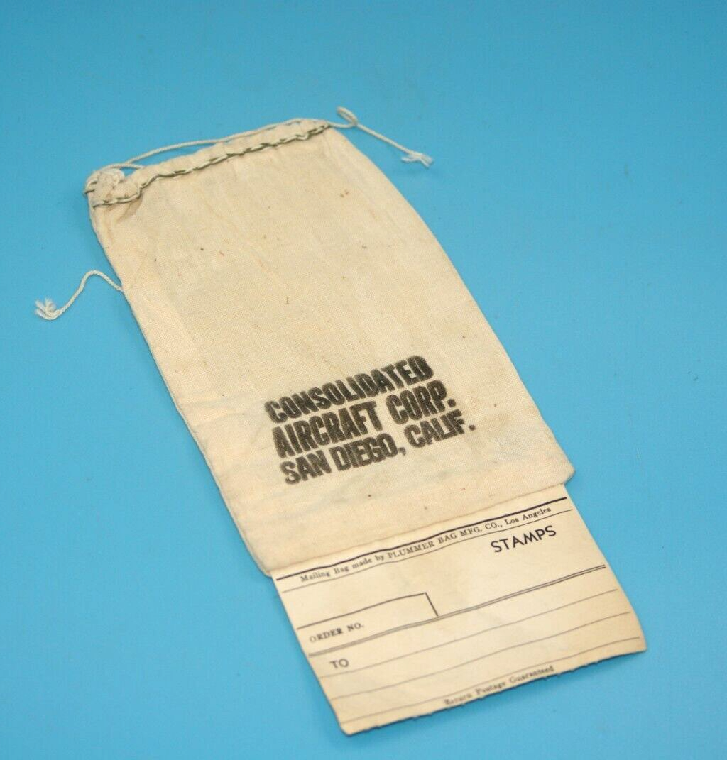RARE Vintage WWII Consolidated Aircraft Corp. San Diego Mailing Bag | eBay