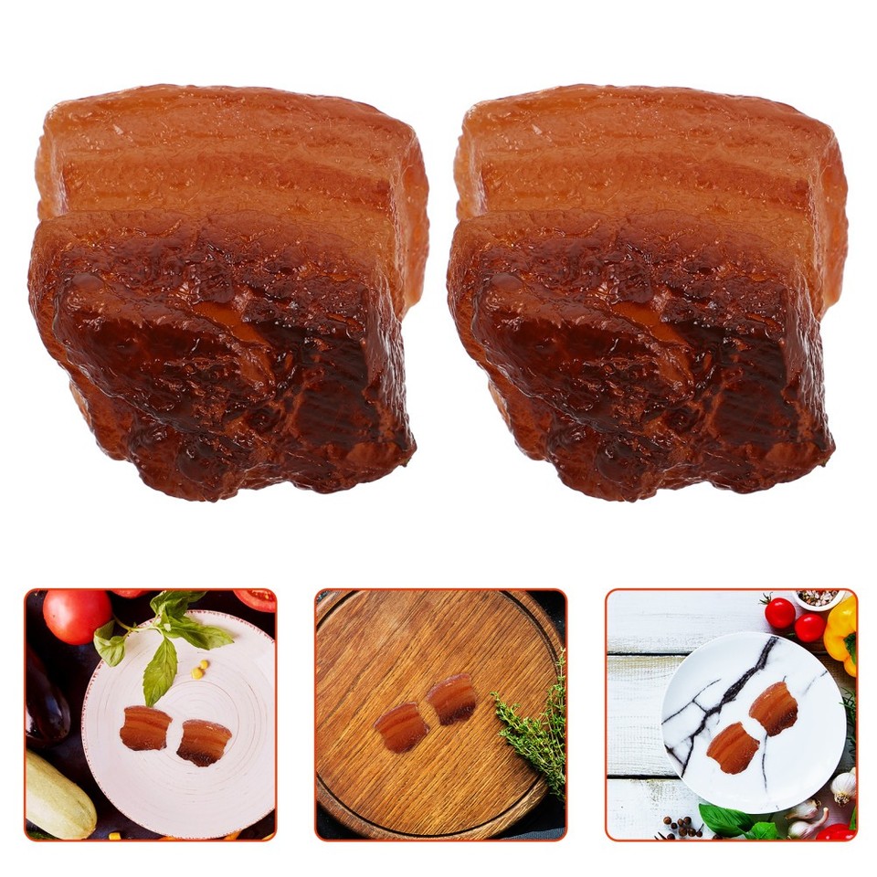 2PCS Simulated Red-cooked Pork Model Imitated Braised Pork ...
