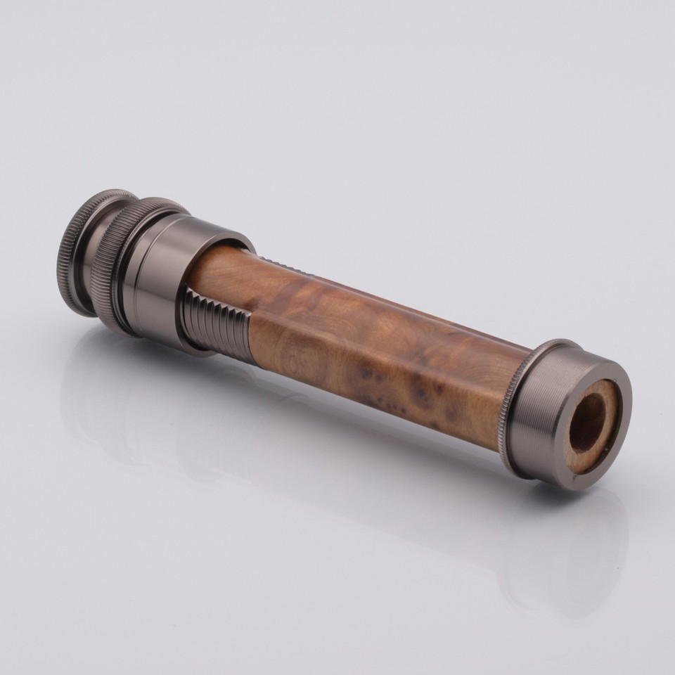 UPLOCKING FLY ROD REEL SEAT GUNMETAL ALUMINUM WITH BURLED WOOD INSERT ...