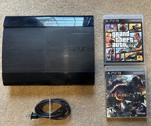 Sony PlayStation 3 PS3 Super Slim Console 250GB CECH-4001B w/ Two (2 ...