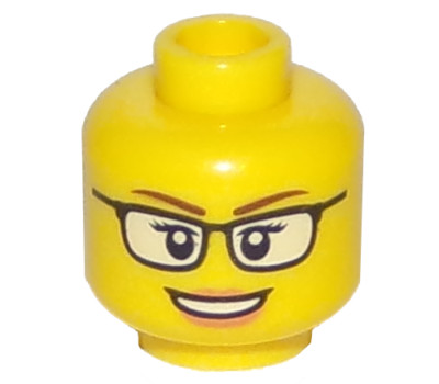 NEW LEGO - Figure Head - Town - Female Glasses Open Mouth Smile yellow ...