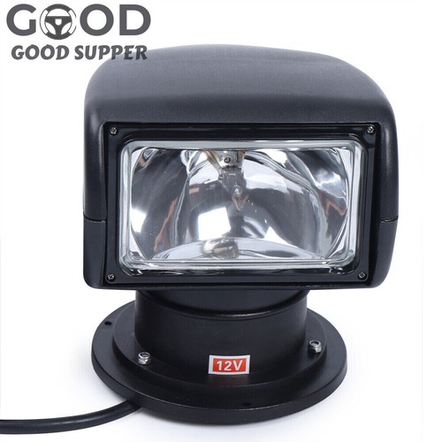 Black Remote Control Spotlight Boat Search Light Halogen 360 Rotate 12V ...