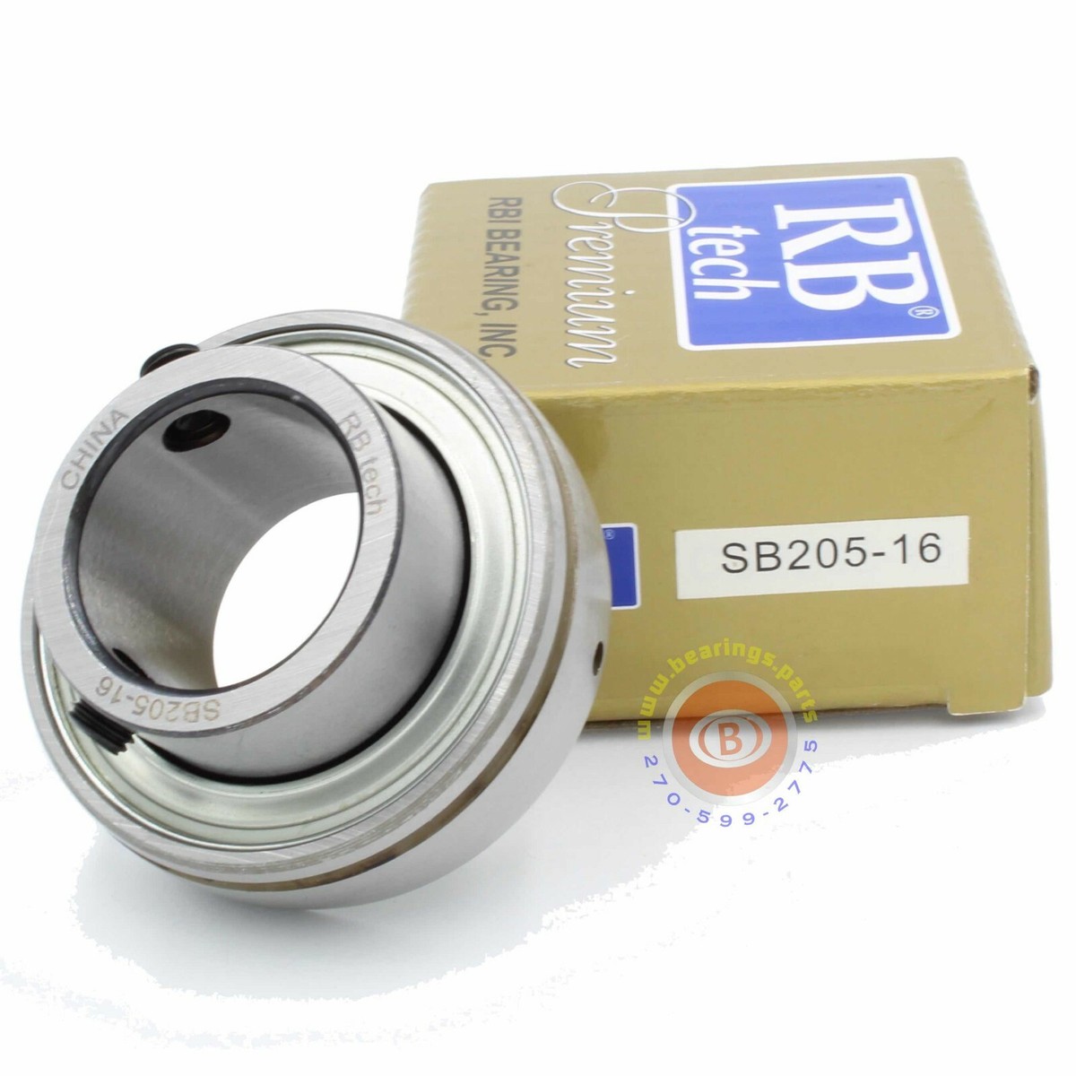 Ball Bearing With Set Screws RBI SB205-16 — Genuine Insert Bearing ...