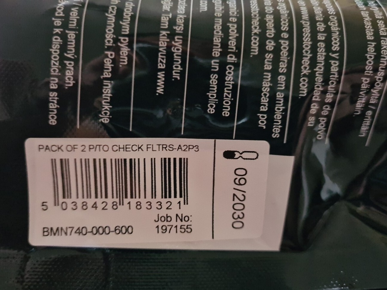 JSP PressToCheck A2 P3 Filter Face Mask Set - Set of 2 for sale online ...