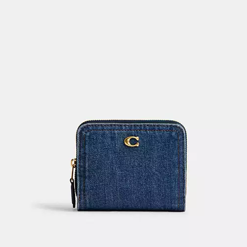 NEW COACH DEEP BLUE DEMIN ESSENTIAL BILLFOLD SMALL COMPACT WALLET CAU96 ...