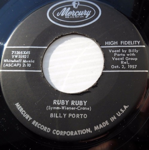 BILLY PORTO r&r black MERCURY 45 RUBY RUBY with group b/w FOOLISH DREAMS F2761 | eBay