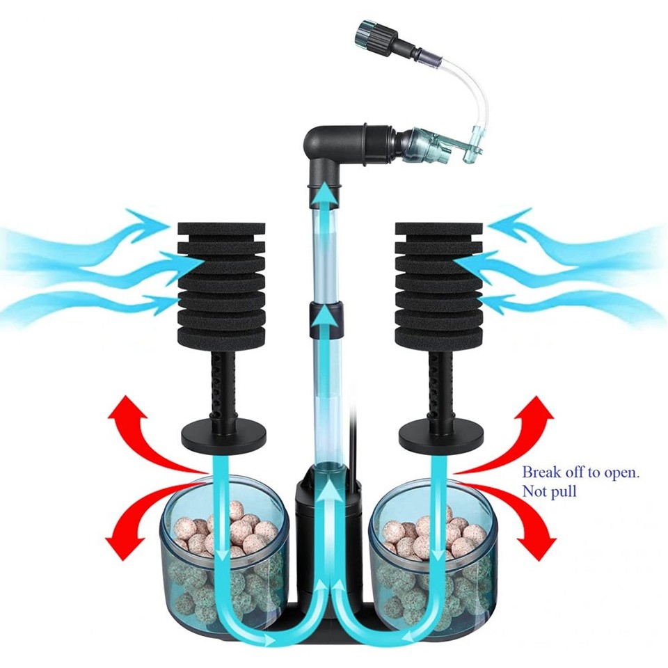 5V Quiet Electric Sponge Filter Aquarium Double Sponge Filter Fish ...