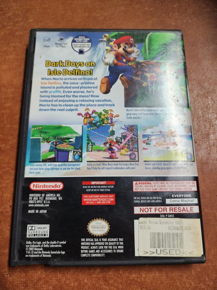 Super Mario Sunshine Nintendo GameCube 2002 NO Manual | eBay