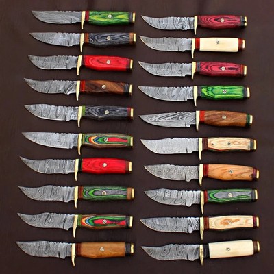 Lot of 20 Pcs Damascus Steel Handmade 8'' Skinner Hunting Knives W ...