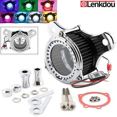 Mini Air Cleaner Intake Filter W/ LED Lights For Harley Softail Touring ...