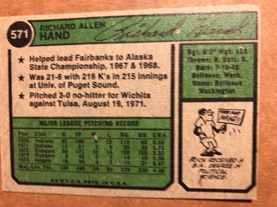 1974 Topps Card #571, Rich Hand, NM, (BIGJ’S), California Angels | eBay