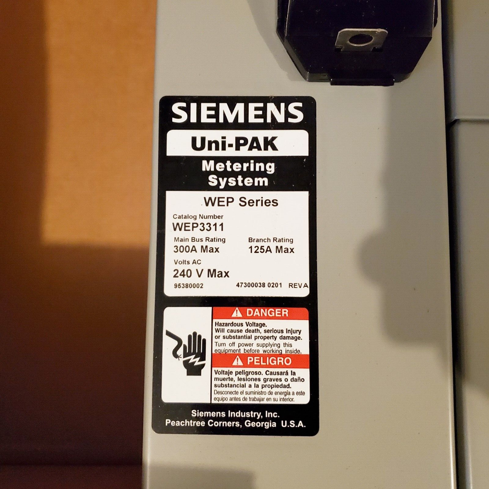 Siemens WEP3311 Uni-Pak Metering System 300A 3-Gang 125A, New! | eBay
