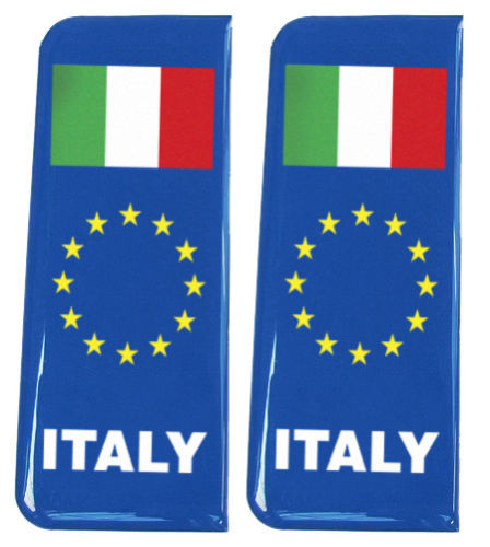 2x Italy EU Blue - Gel Domed Number Plate Badges/Decals 107x42mm | eBay UK