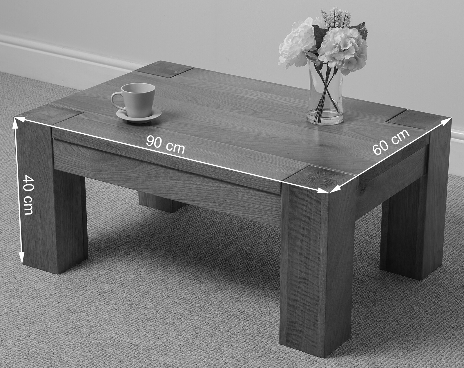 Kuba Chunky Small Oak Coffee Table | Natural Oak Wood Occasional Table ...