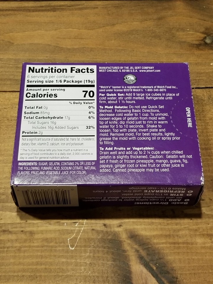 Welch's CONCORD GRAPE Jello Gelatin Dessert 3.99 oz Box NEW No ...