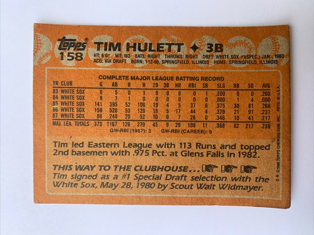 1988 Topps - #158 Tim Hulett for sale online | eBay