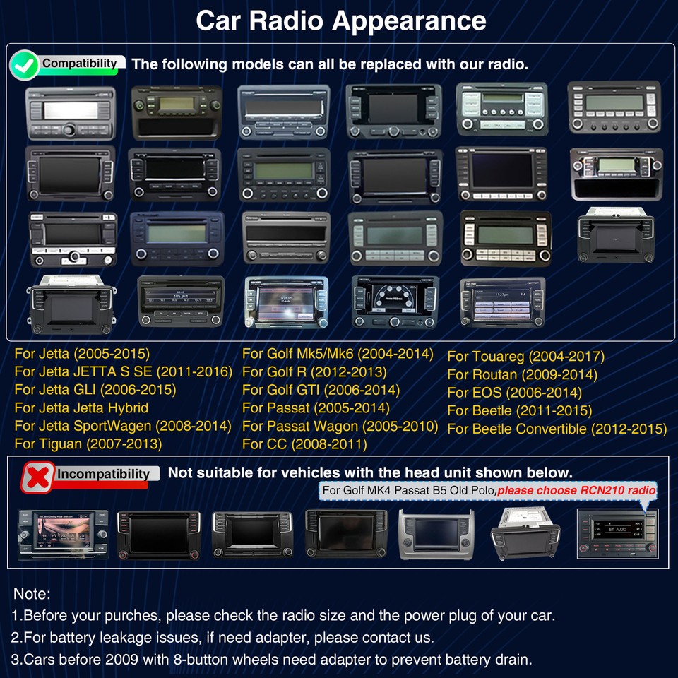 Car Stereo RCD360 PRO3 RCD330 Wireless Carplay AndroidAuto BT for VW ...