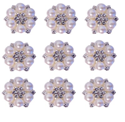 10 DIAMANTE & PEARL CLUSTERS EMBELLISHMENTS 2CM WEDDING CARD CRAFTS ...