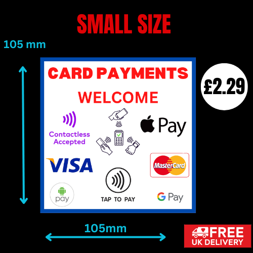 Card payment stickers SQUARE SHAPE STICKERS, SMALL,MEDIUM,LARGE, UK ...