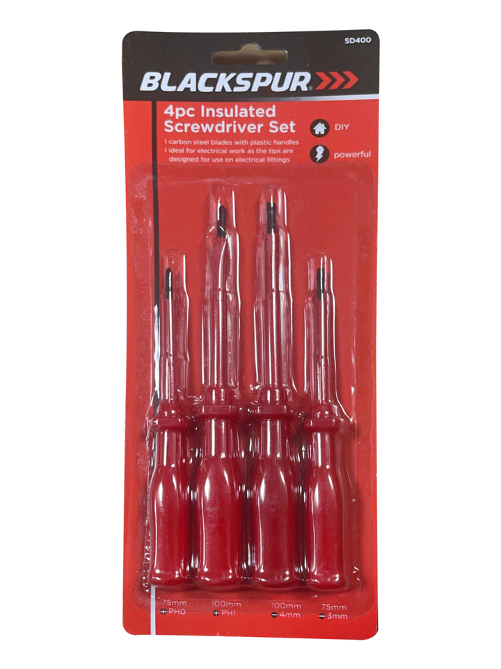 4pc Insulated Screwdriver Set | Screwdrivers Tools DIY Electrics Black ...