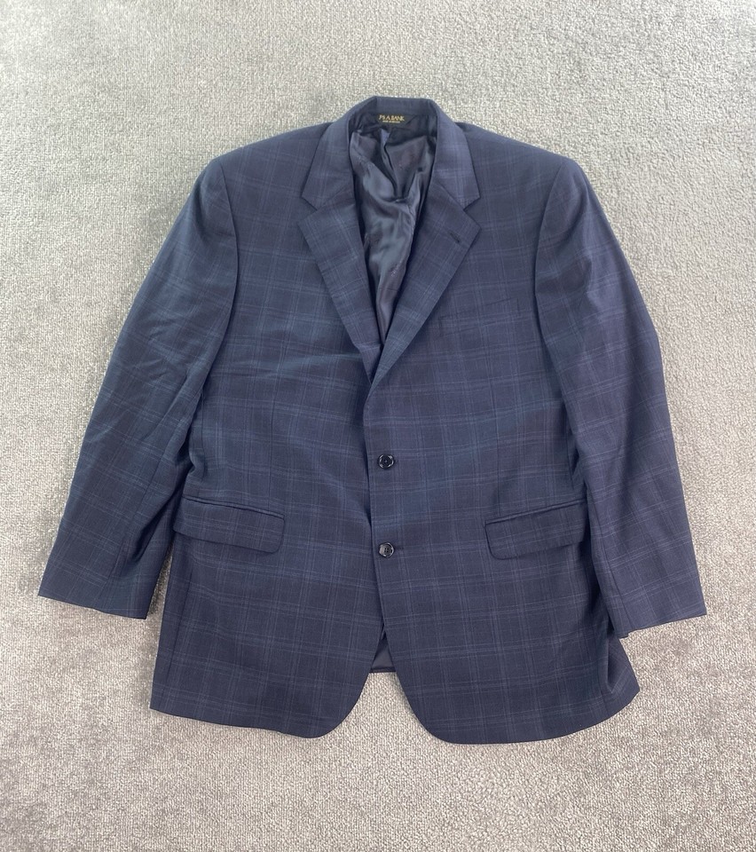 Jos. A Bank Suit Jacket 46 L Blue Wool Windowpane Check Designer ...