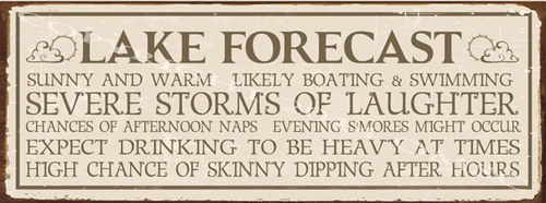 Lake Forecast Metal Sign Framed on Rustic Wood, Humor, Home Decor | eBay