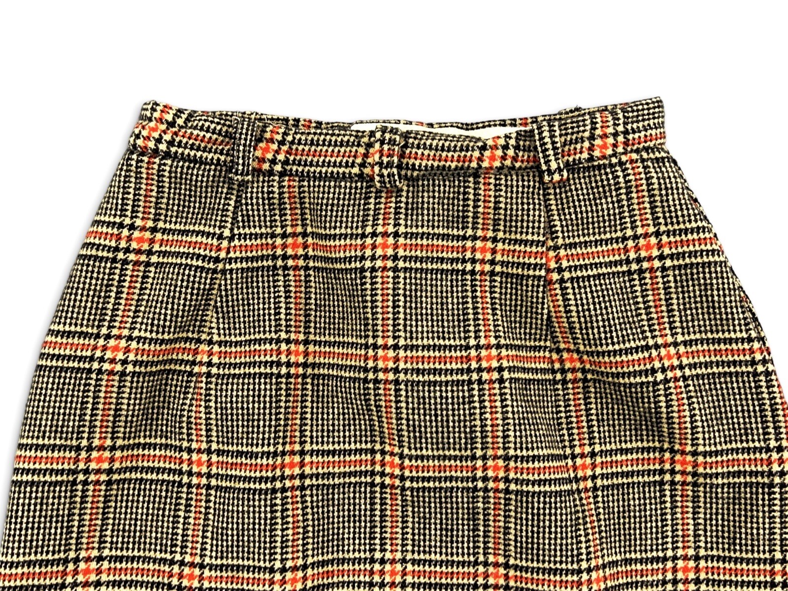 VINTAGE 1950S WOOL ORANGE BLACK PENCIL SKIRT SMALL D… - Gem