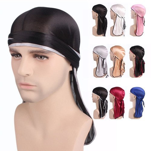 Multicolor Edging Satin Durag Elasticity Chemotherapy Cap Gift Silky ...