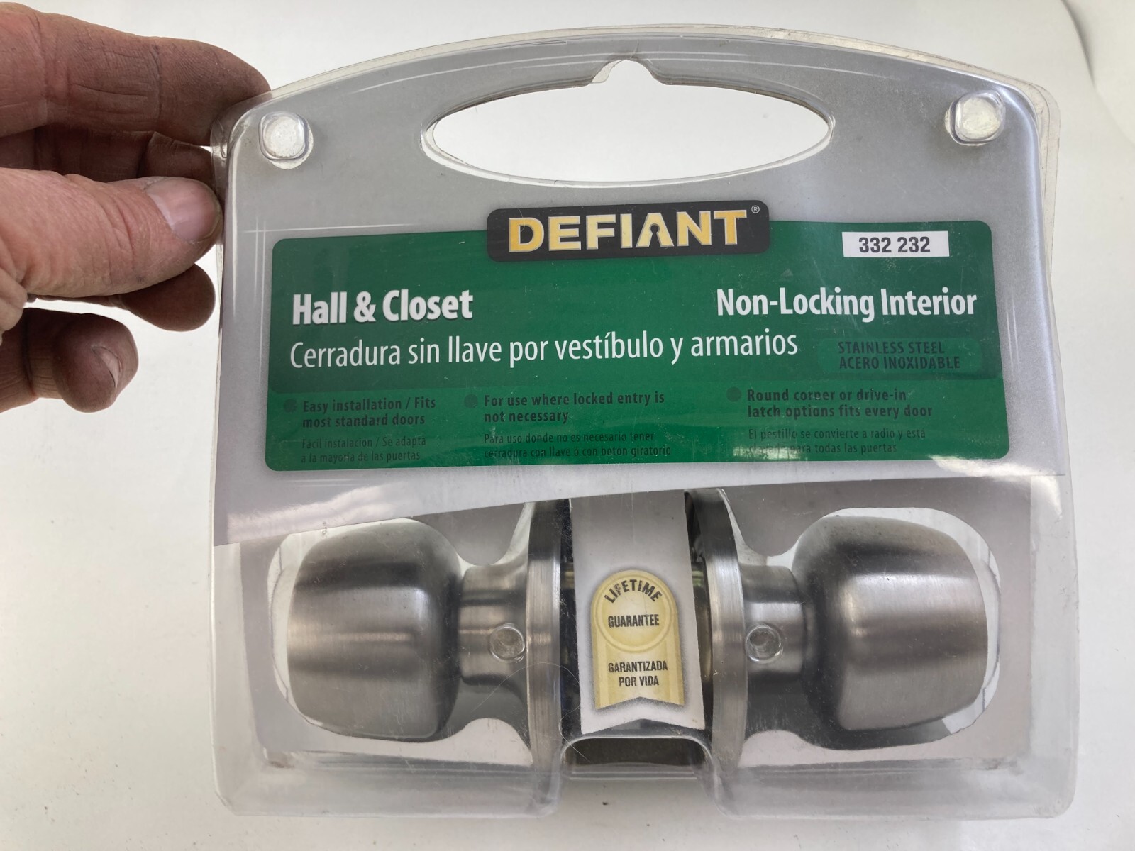 Defiant Bed & Bath Stainless Steel Locking Interior Door Handle Knob ...