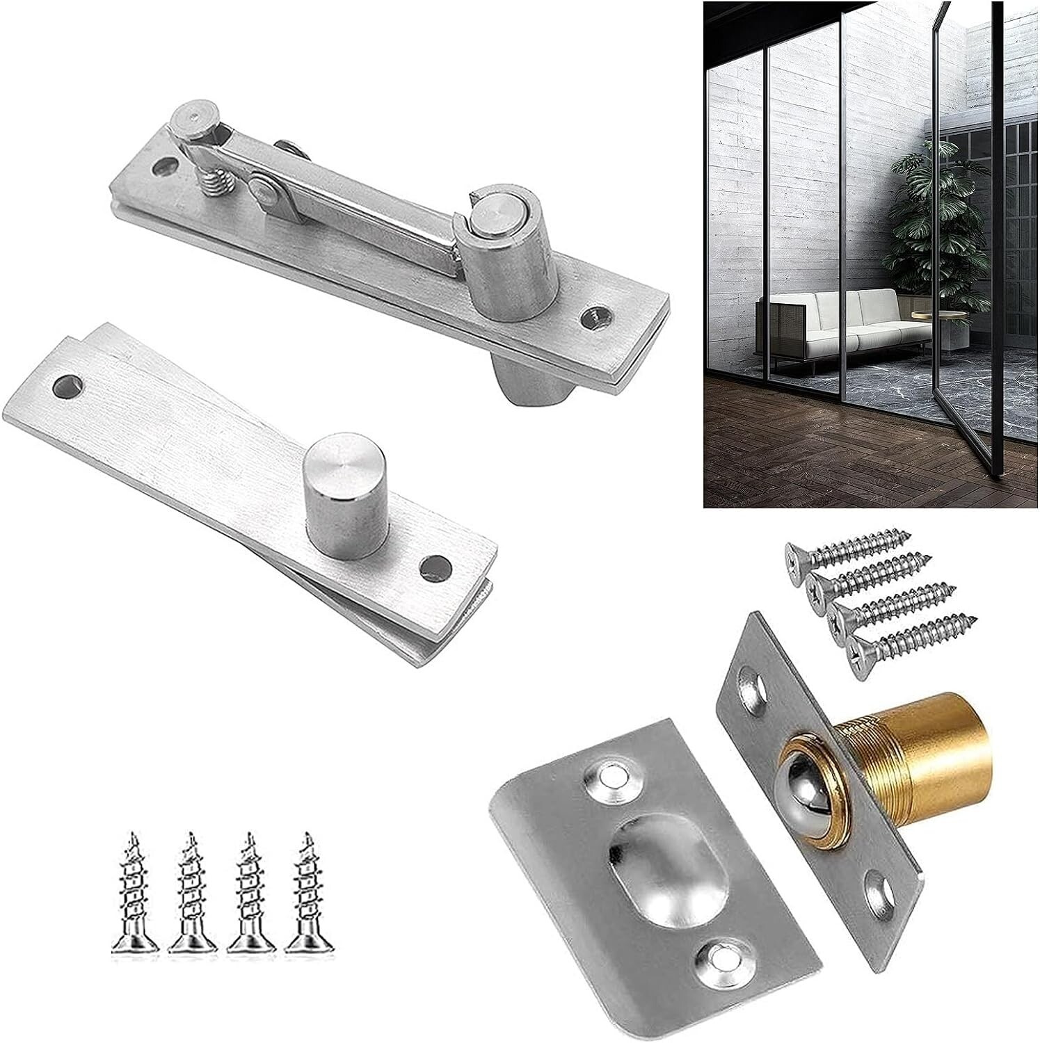 Door Pivot Hinges 360 Degree Invisible Stainless Steel Pivot Hinge ...